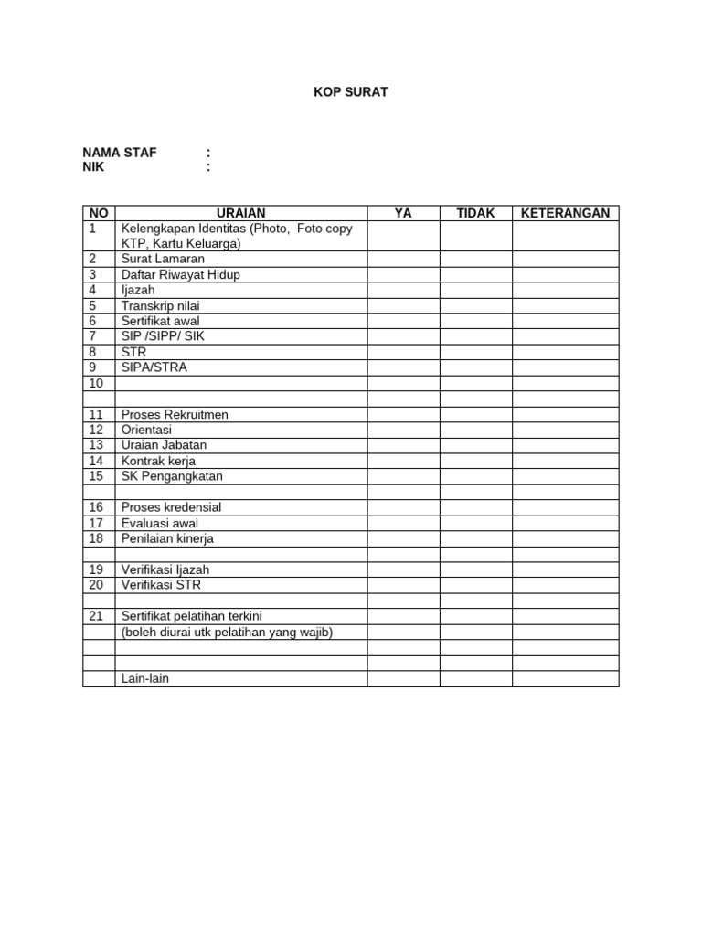 Contoh Urutan File Kepegawaian | PDF