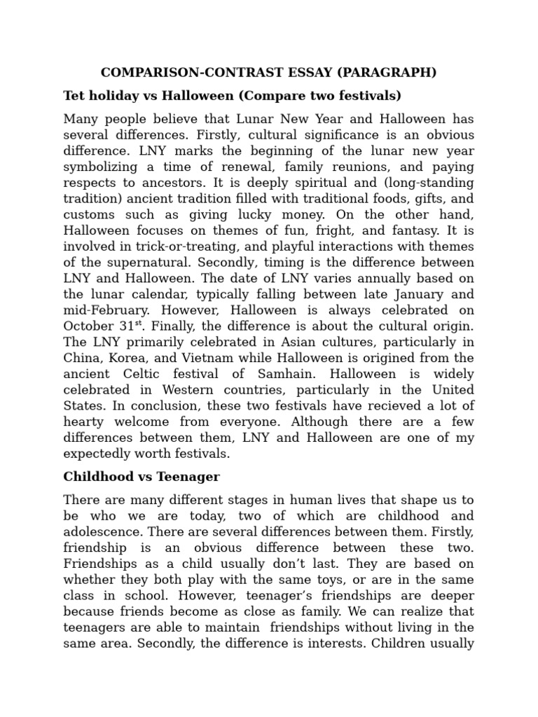 Comparing Tet Holiday and Halloween | PDF | Adolescence | Halloween