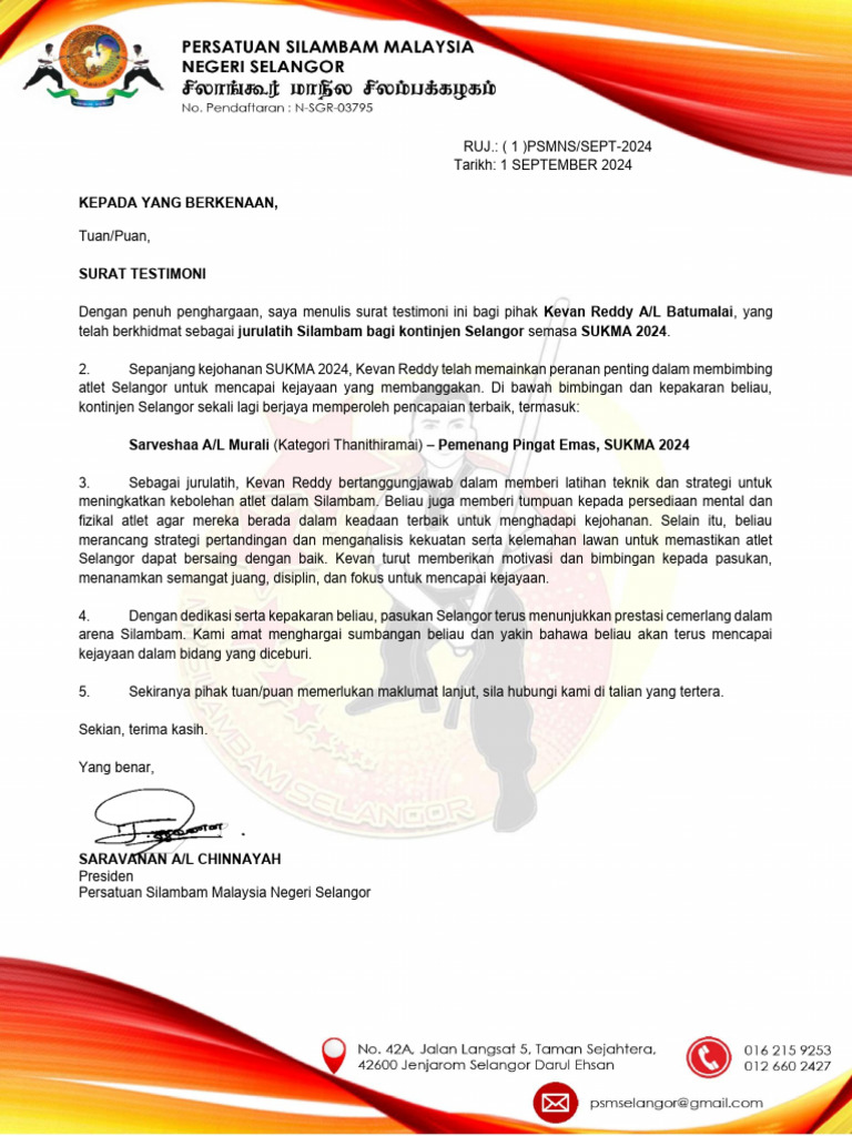 Surat Testimoni 2024 | PDF