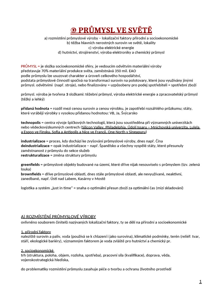 Prumysl Ve Svete | PDF