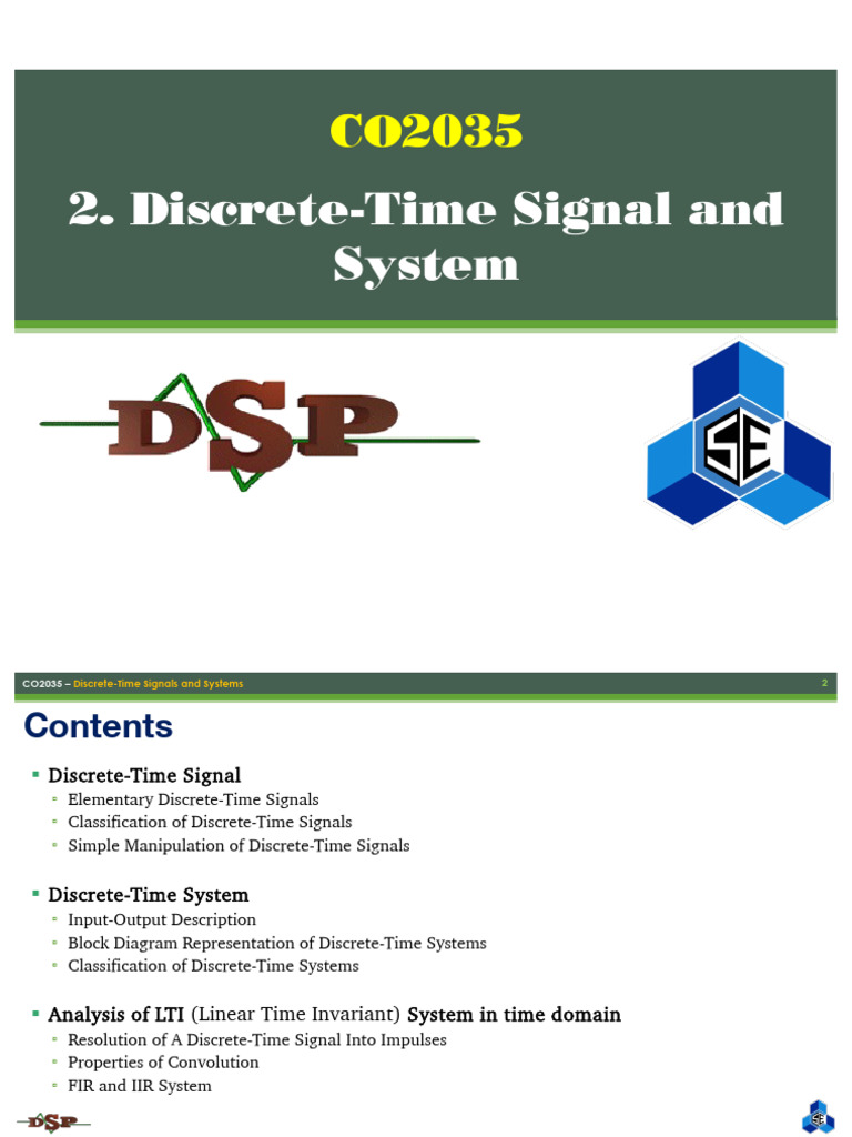CO2035 - Lecture 2 - Discrete Time Signal and System | PDF | Discrete Time And Continuous Time ...