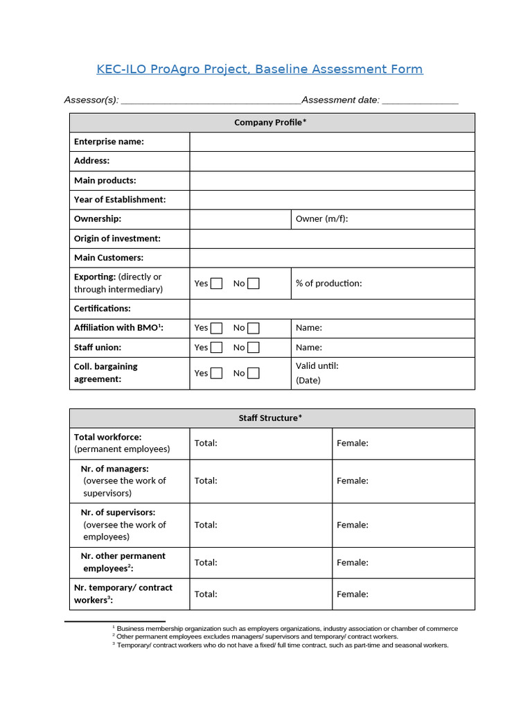 KEC ILO ProAgro Project Baseline Assessment Template Commented7 | PDF ...