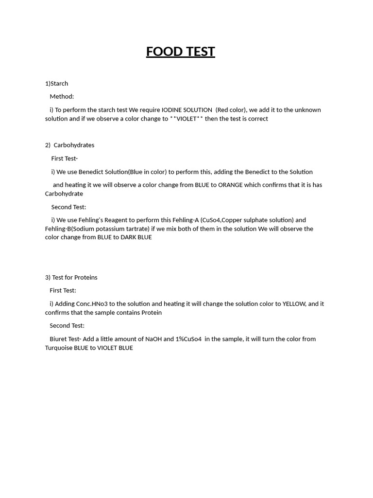 FOOD TEST | PDF