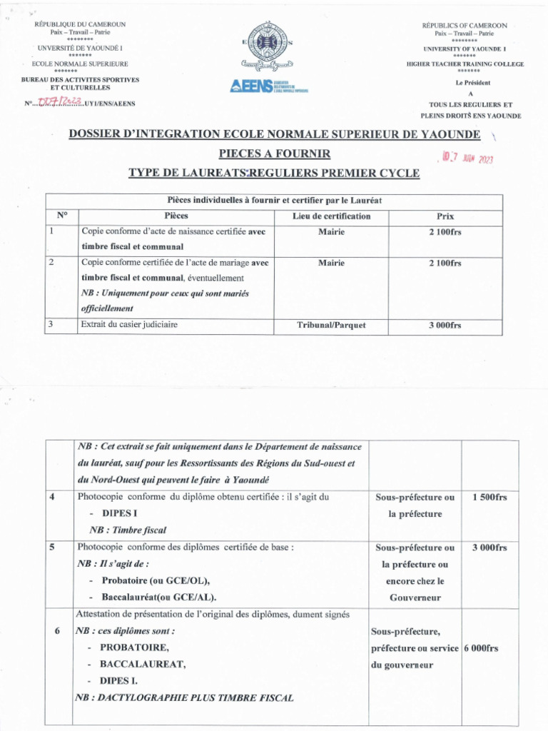 Reguliers Premier Cycle | PDF