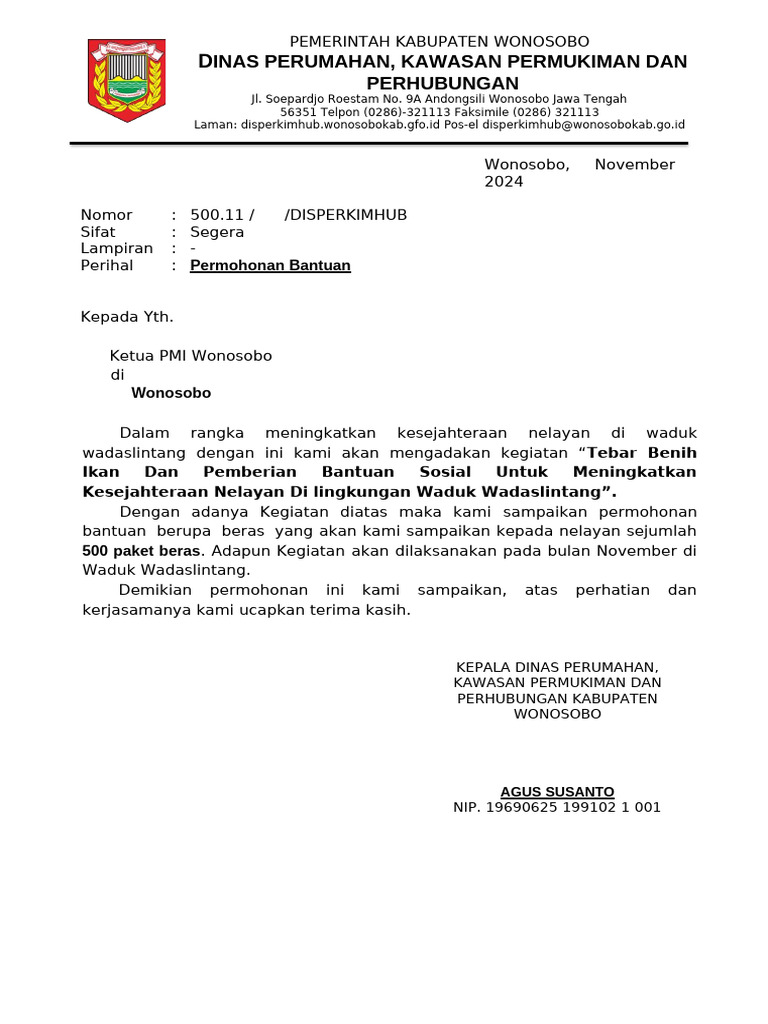 Surat Permohonan BANSOS | PDF