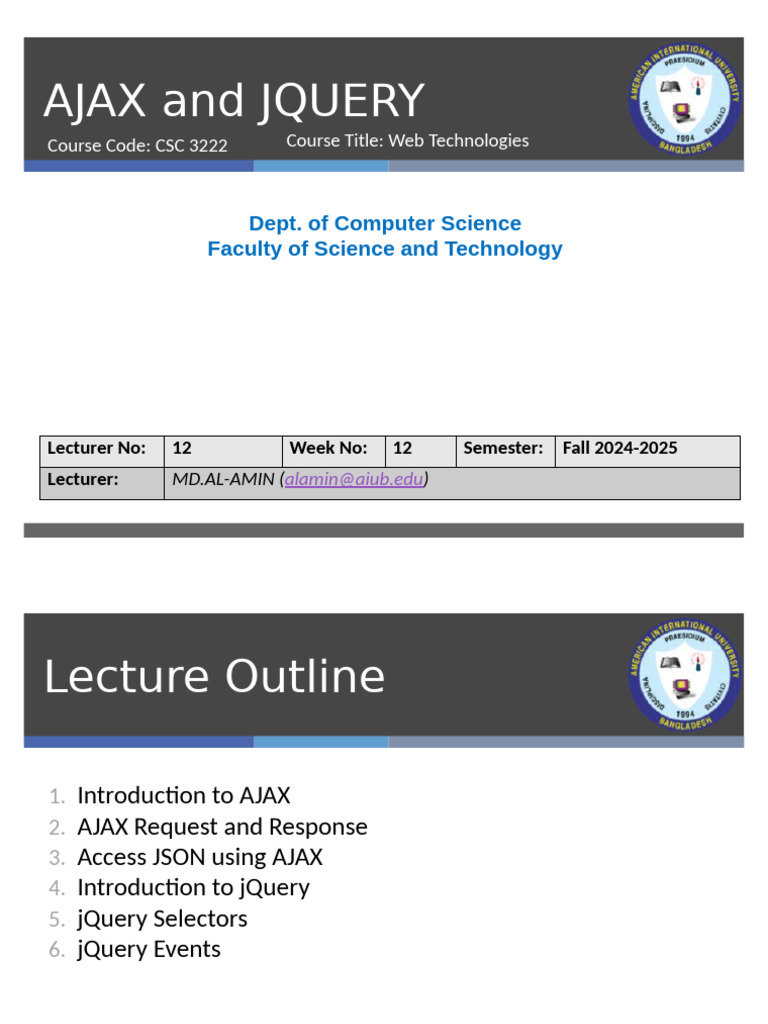 Week12 Theory | PDF | J Query | Ajax (Programming)