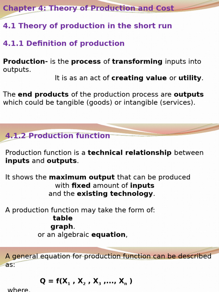 Introd to Econ Ch 4 Lecture 9 | PDF | Production Function | Production And Manufacturing