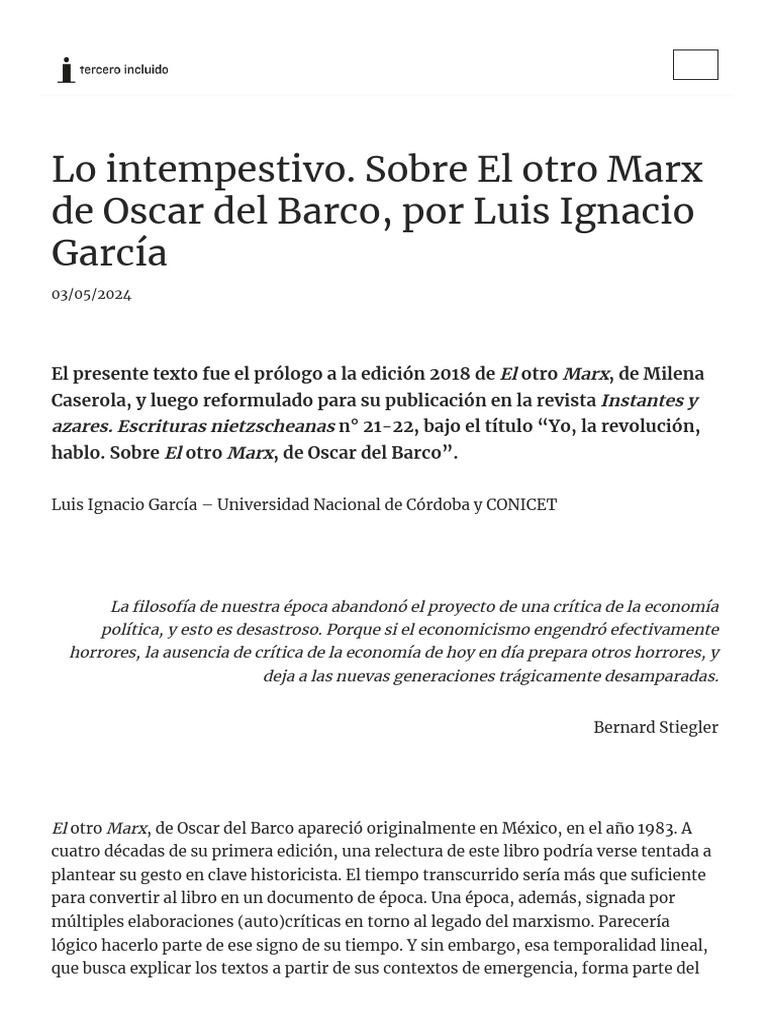 Caserola-Óscar Del Barco | PDF | marxismo | Karl Marx