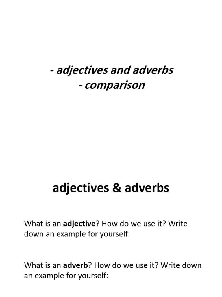Basics 06 - Adjectives, Adverbs, Comparison | PDF | Adjective | Adverb