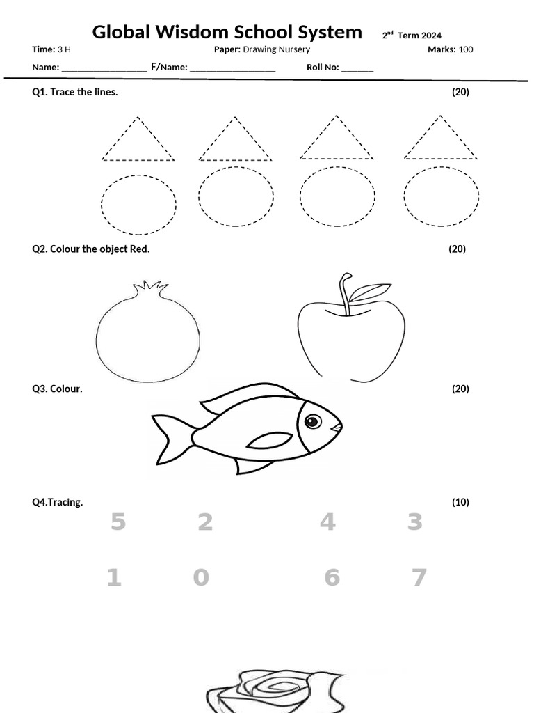 Nursery Drawing Exam Paper | PDF