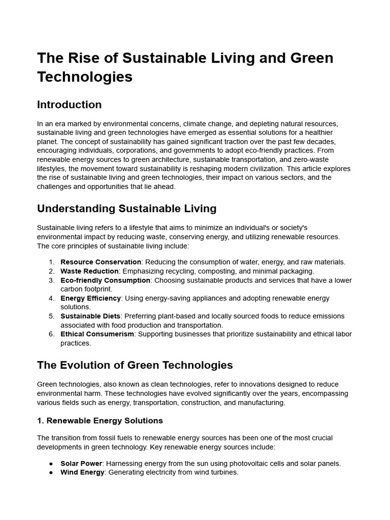 Sustainable Living & Green Tech | PDF | Environmental Technology ...