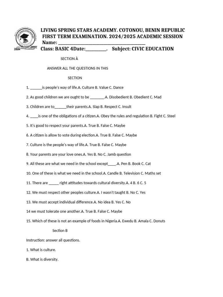 Civic For Primary 4 | PDF