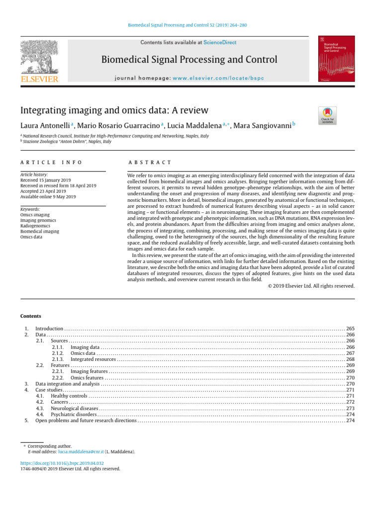 Integrating Imaging and Omics Data A Review | PDF | Medical Imaging | Magnetic Resonance Imaging