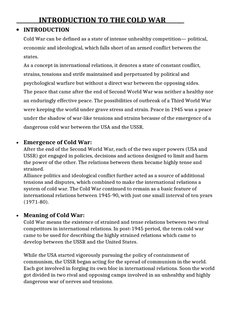 cold war | PDF | Soviet Union | World Politics