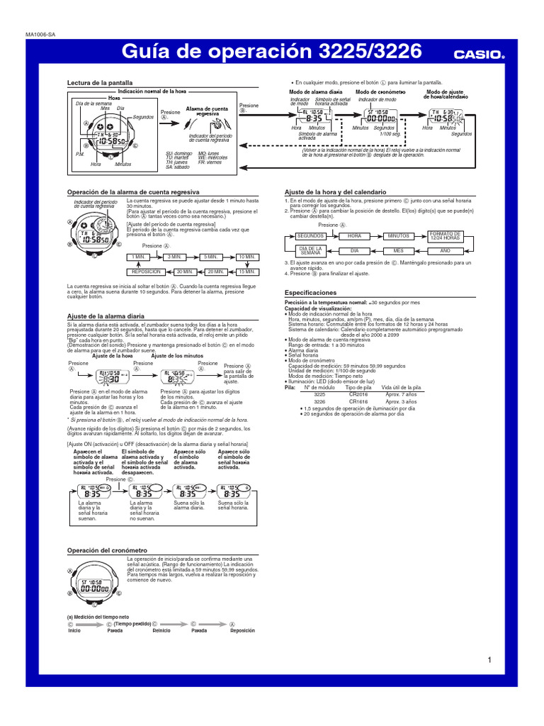 Guía de operación del cronómetro Taringa | PDF | Hora | Reloj