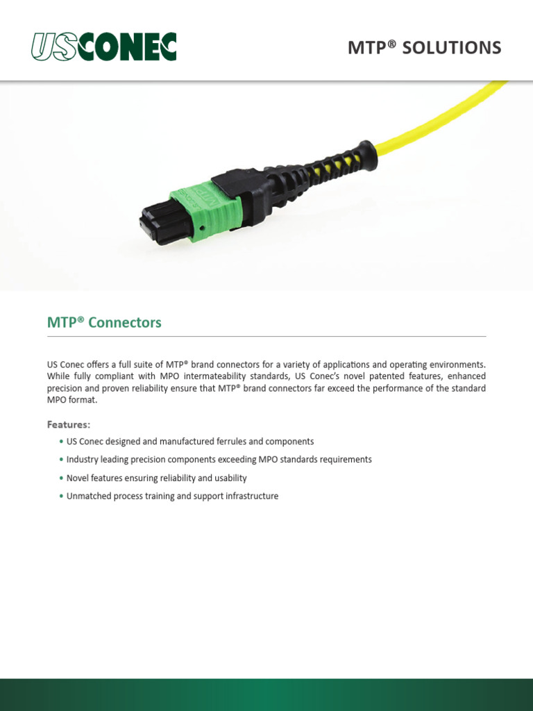 MTP® Connector Solutions Overview | PDF | Electrical Connector ...
