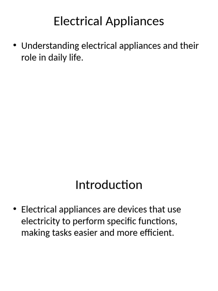 Overview of Electrical Appliances | PDF