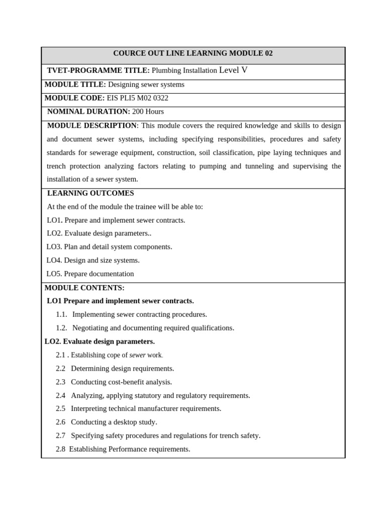 Cource Out Line Learning Module 02 | PDF