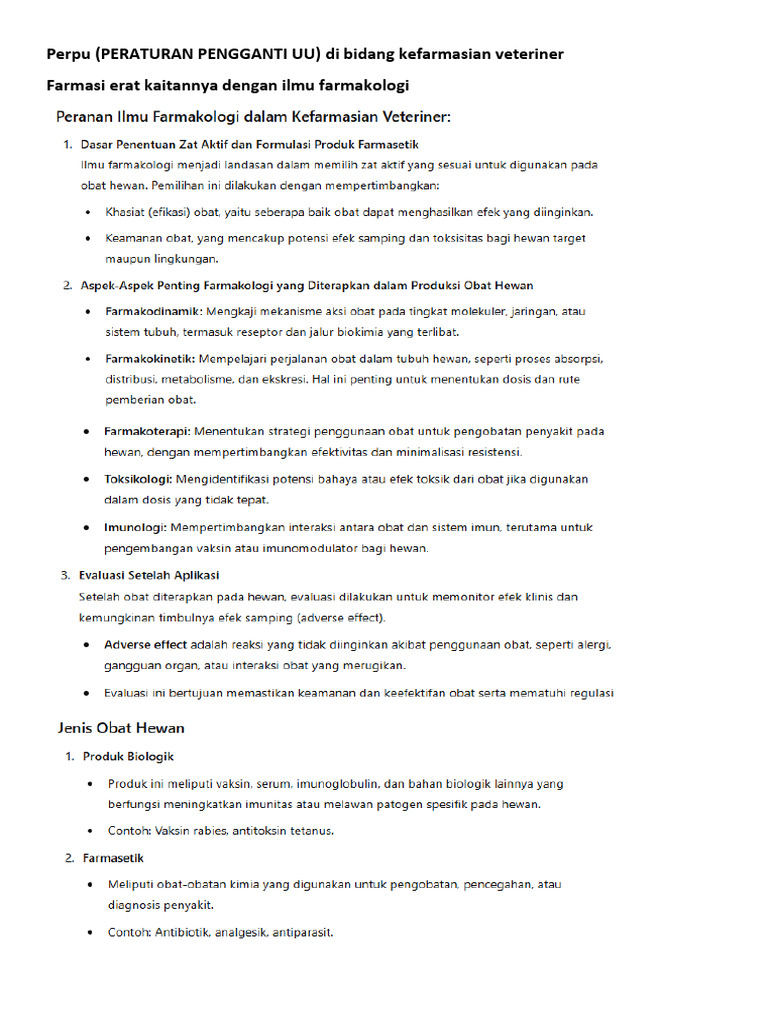 Perpu Kefarmasian Veteriner 2023 | PDF