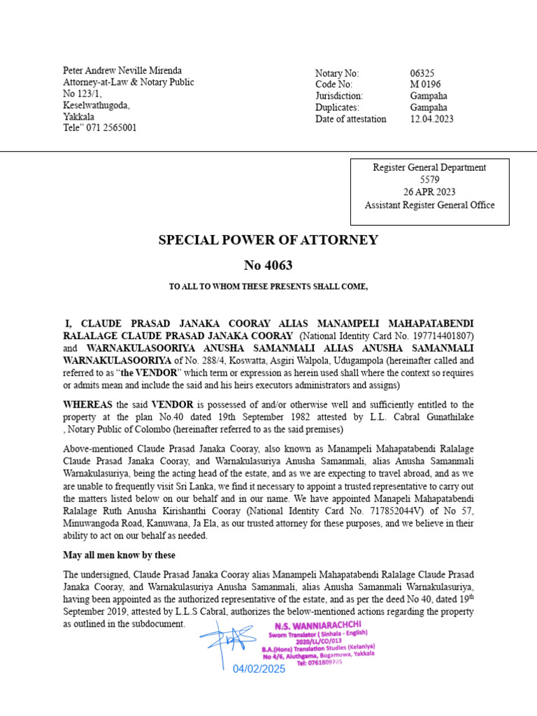 Power of Attorney | PDF | Notary Public | Cheque