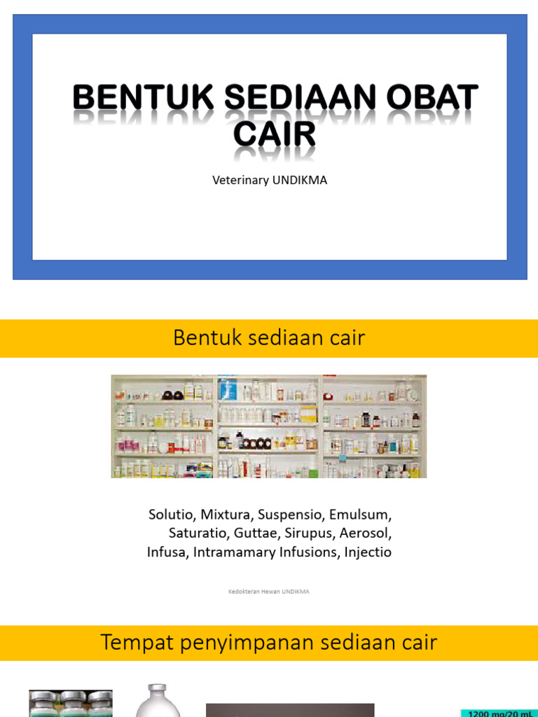 Sediaan Obat Cair dalam Kedokteran Hewan | PDF