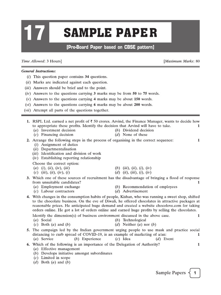 BST Pre-Board Paper | PDF