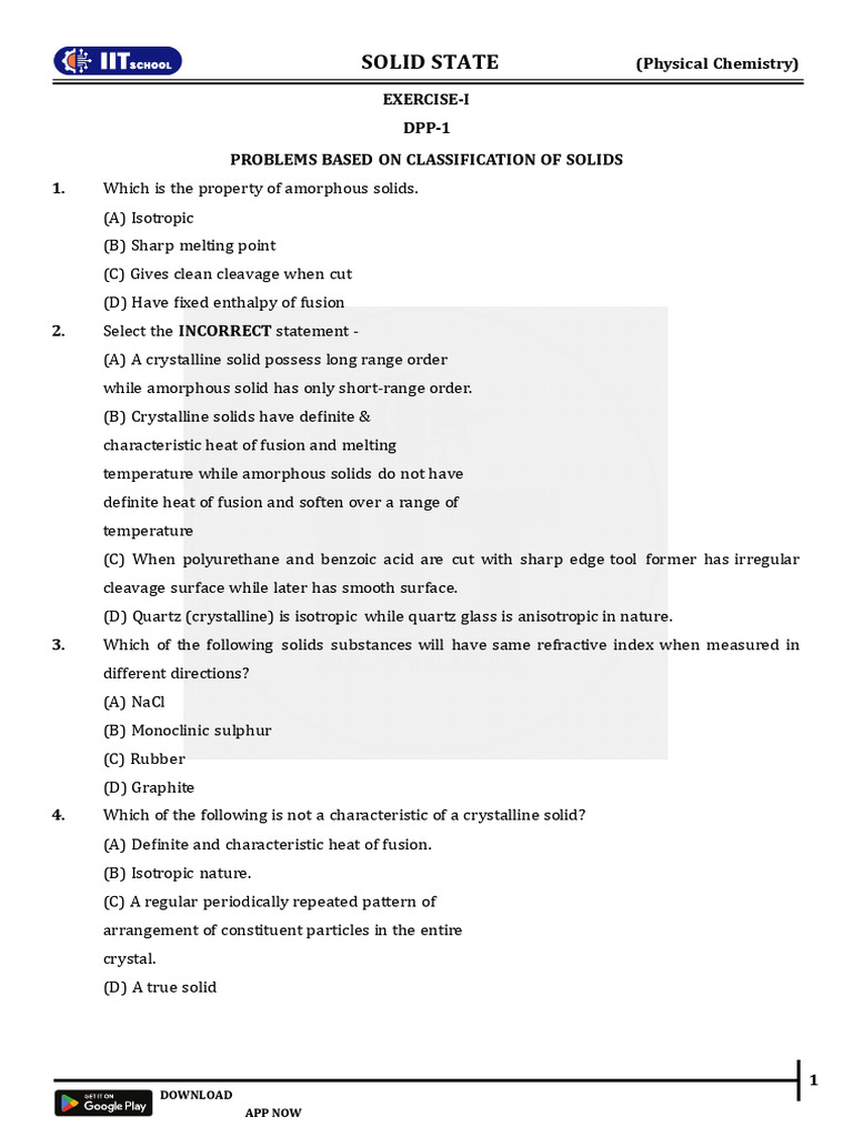 Sheet - 01 _ Solid State (2) | PDF | Crystal Structure | Magnetism