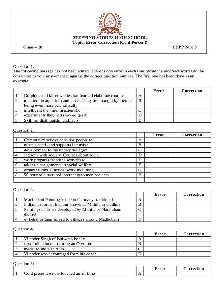 Community Service and Error Correction | PDF