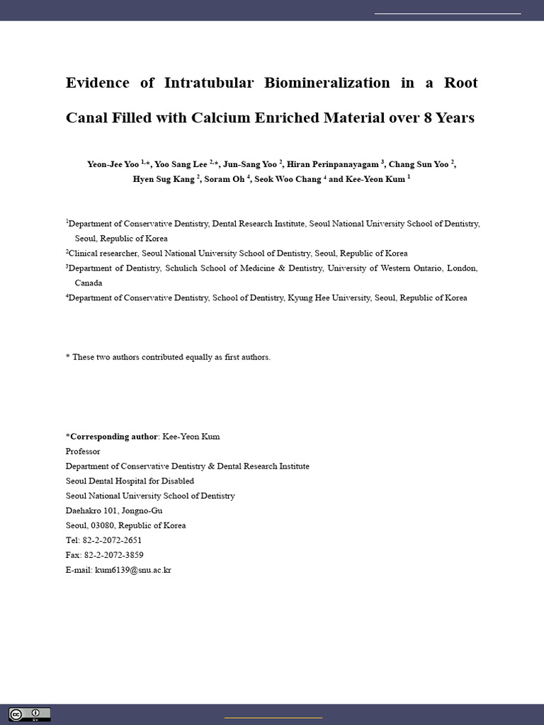 Evidence of Intratubular biomineralization in a root canal filled with calcium enriched ...