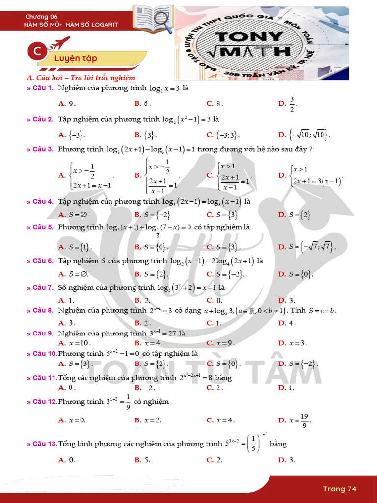 Chuyen de Ham So Mu Va Ham So Logarit Toan 11 | PDF