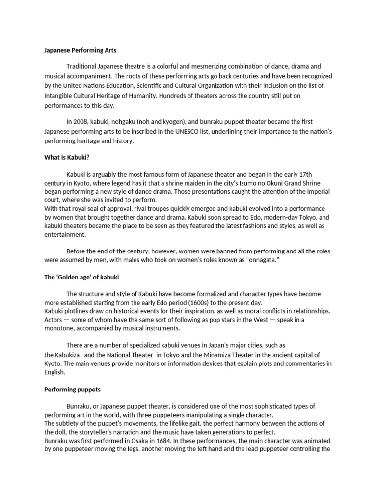 Japanese Performing Arts | PDF | Japanese Art | The Arts