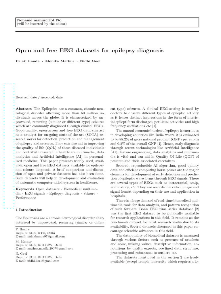 Free EEG Datasets for Epilepsy Research | PDF | Electroencephalography ...