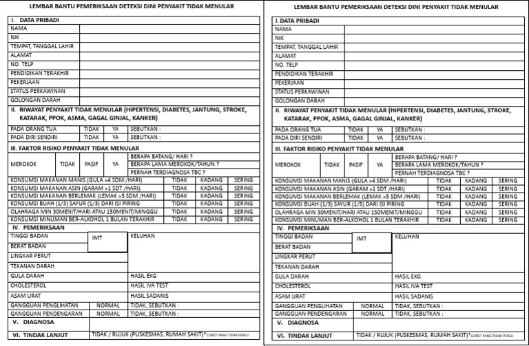 Form Skrining Ptm | PDF