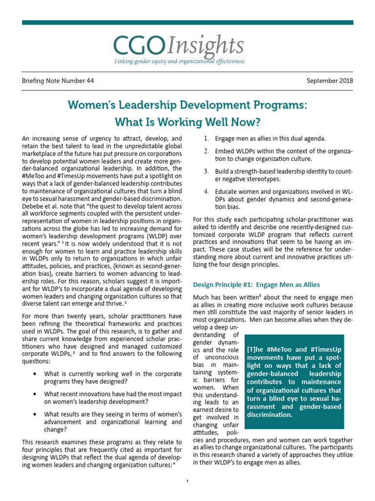 Women's Leadership Development Programs What Is Working Well Now | PDF ...