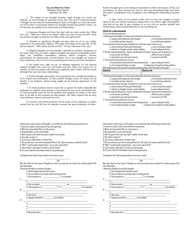 You Are What You Think | PDF | Career & Growth | Self-Improvement