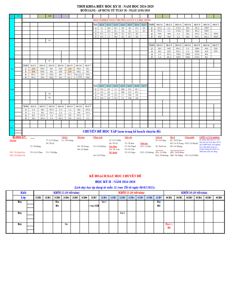 TKB HK2 TUAN 20 Chinh Thuc | PDF
