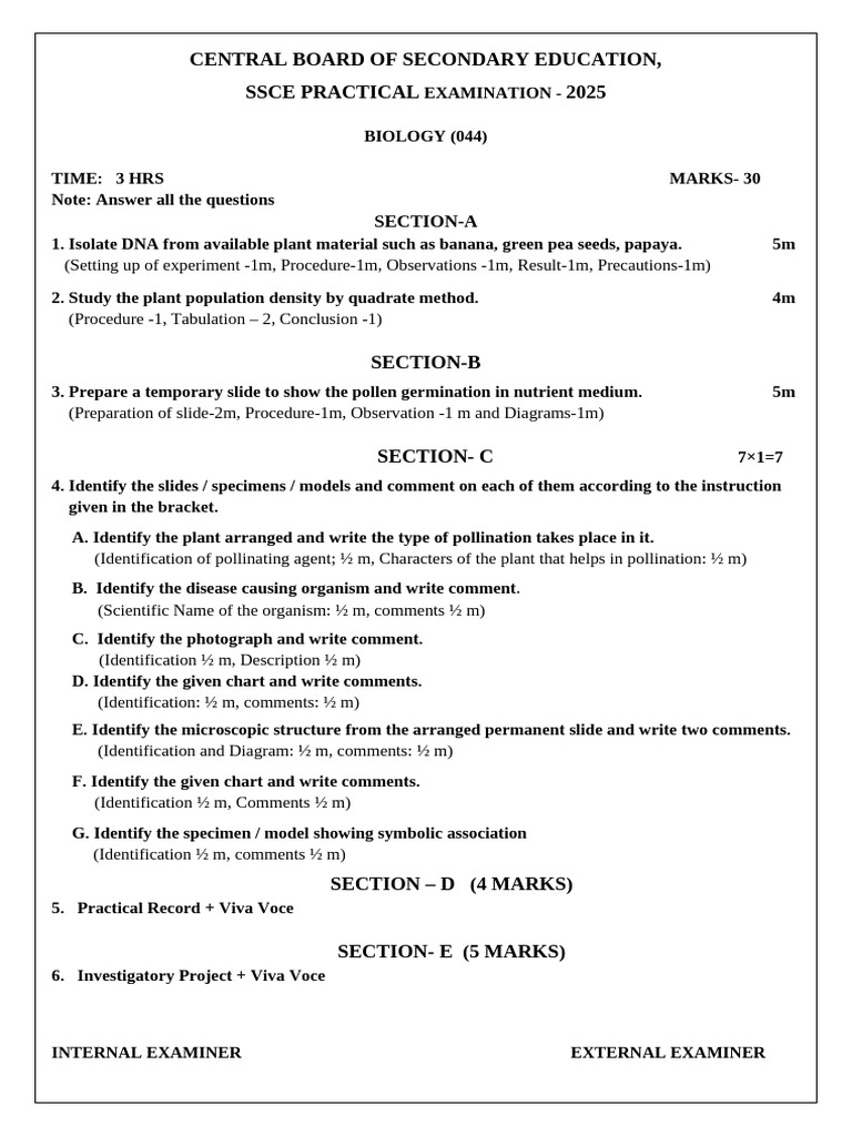 Biology Practical QP 25 | PDF | Plants | Botany