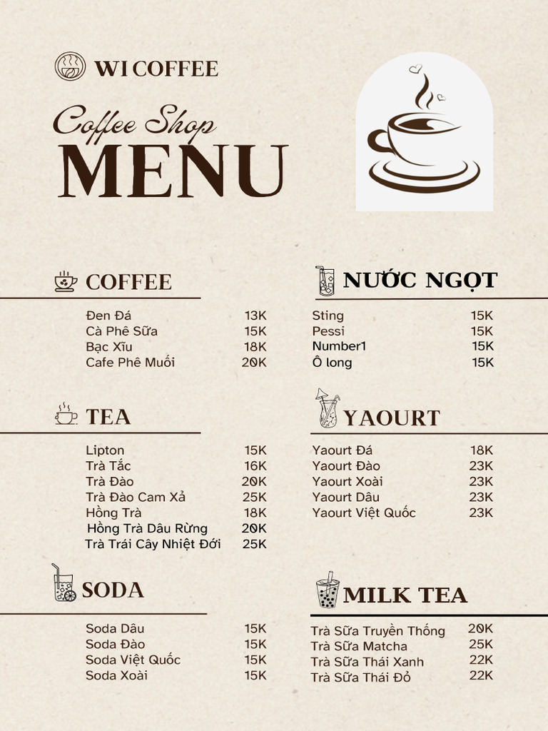 Menu Wi Coffee | PDF
