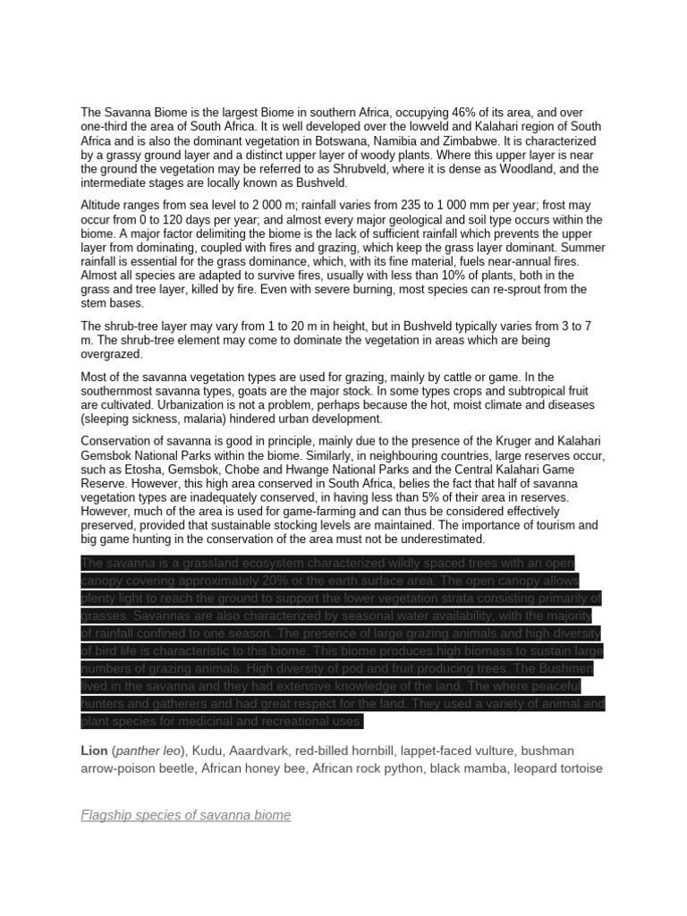 Edited Savannah Biome Presentation | PDF | Savanna | Wet Season