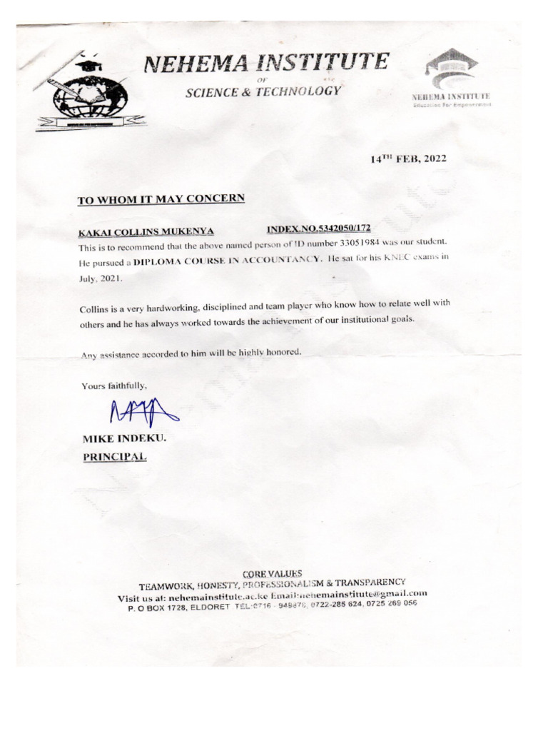 Nehema College | PDF