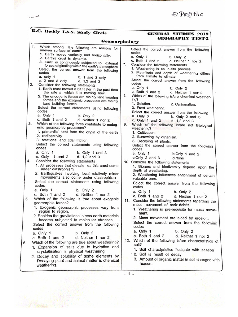Geography Question Paper | PDF