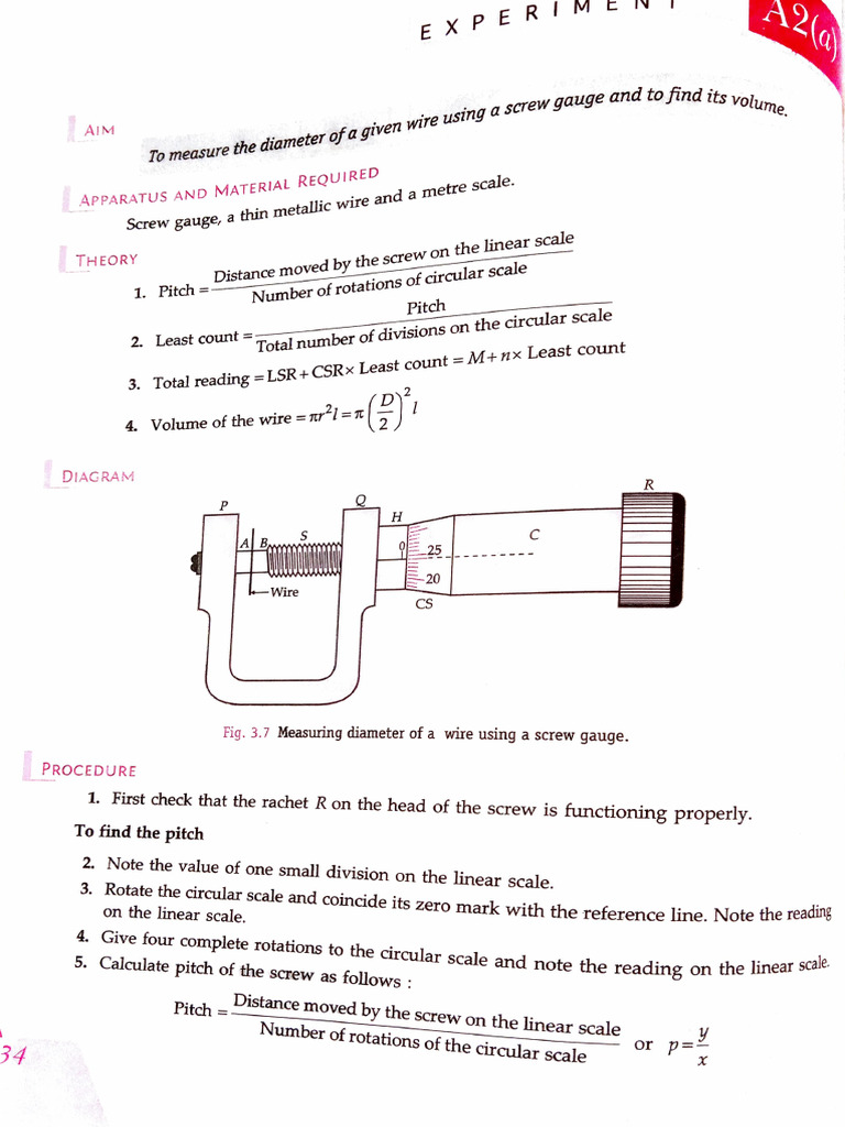EXpt-2 Screw gauge | PDF | Wire | Volume