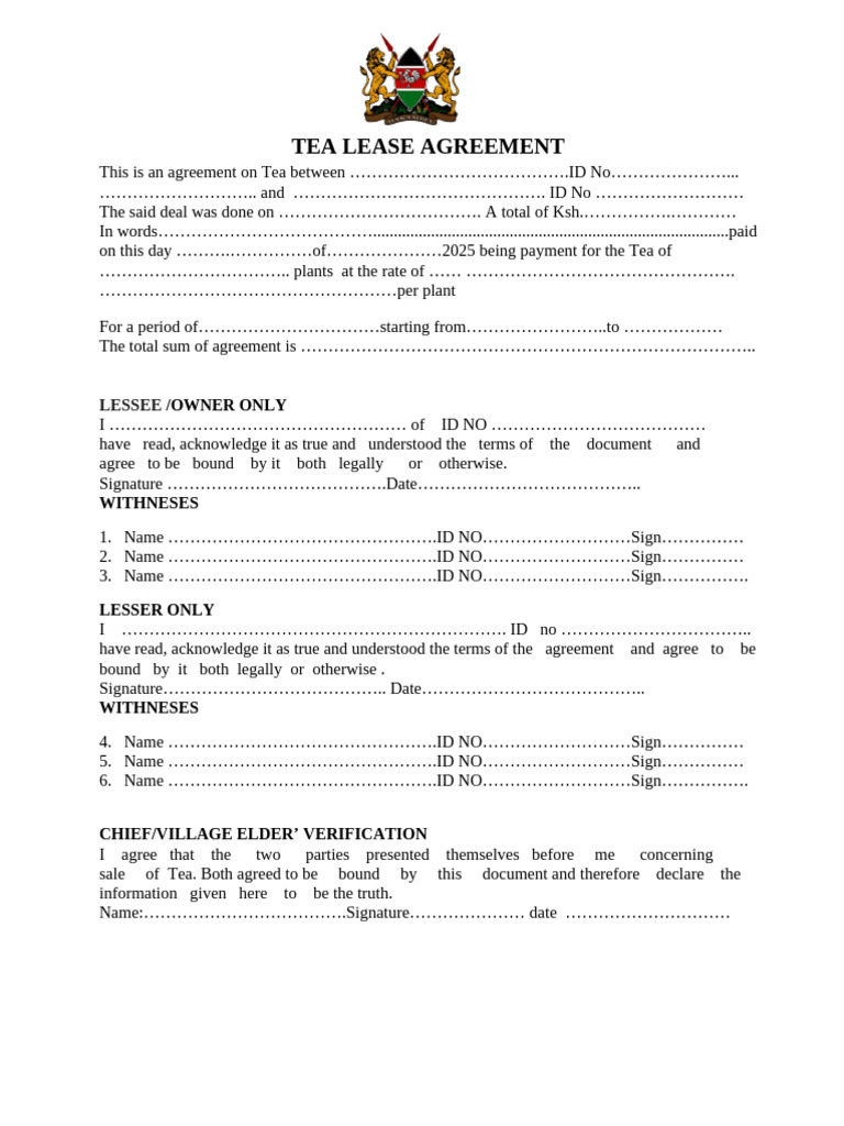 Tea LEASE AGREEMENT (1) - Updated | PDF