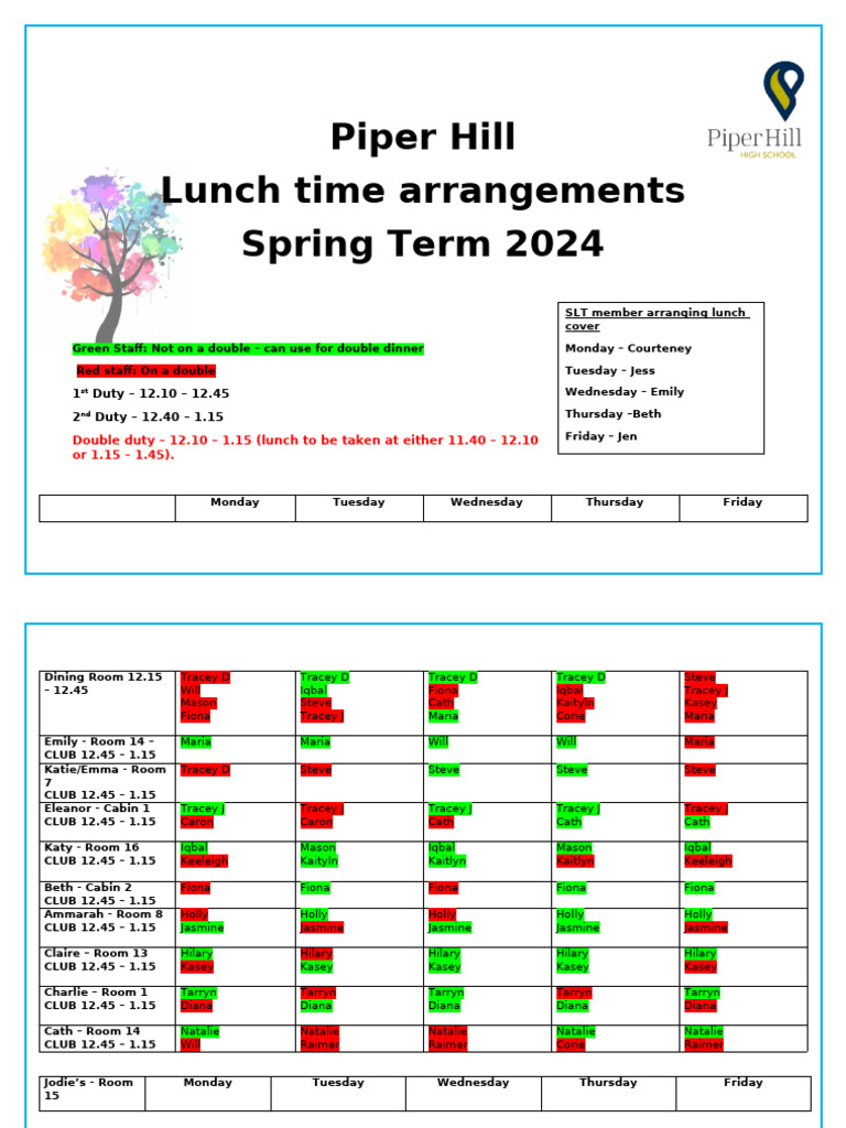 Lunch Rota 2024 2025 - Version 8 | PDF