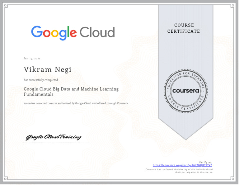 Google Cloud Big Data Course Completion | PDF
