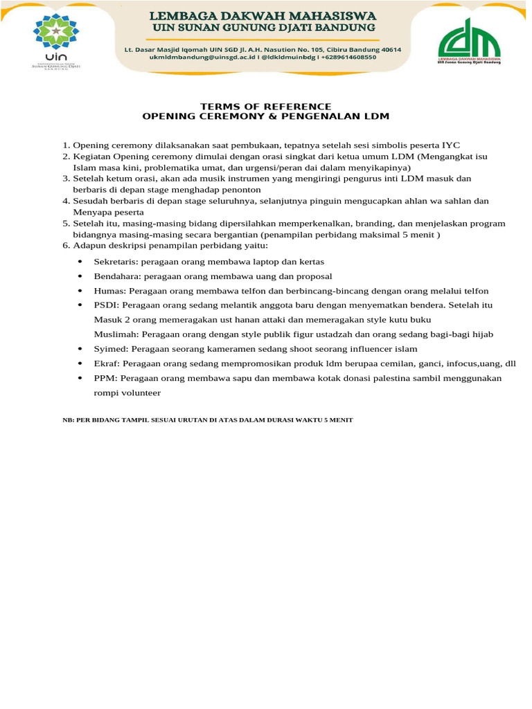 Konsep Opening Ceremony%pengenalan LDM | PDF