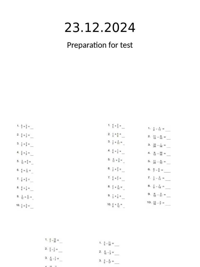 Review Fractions Decimals Directed Numbers (1) | PDF