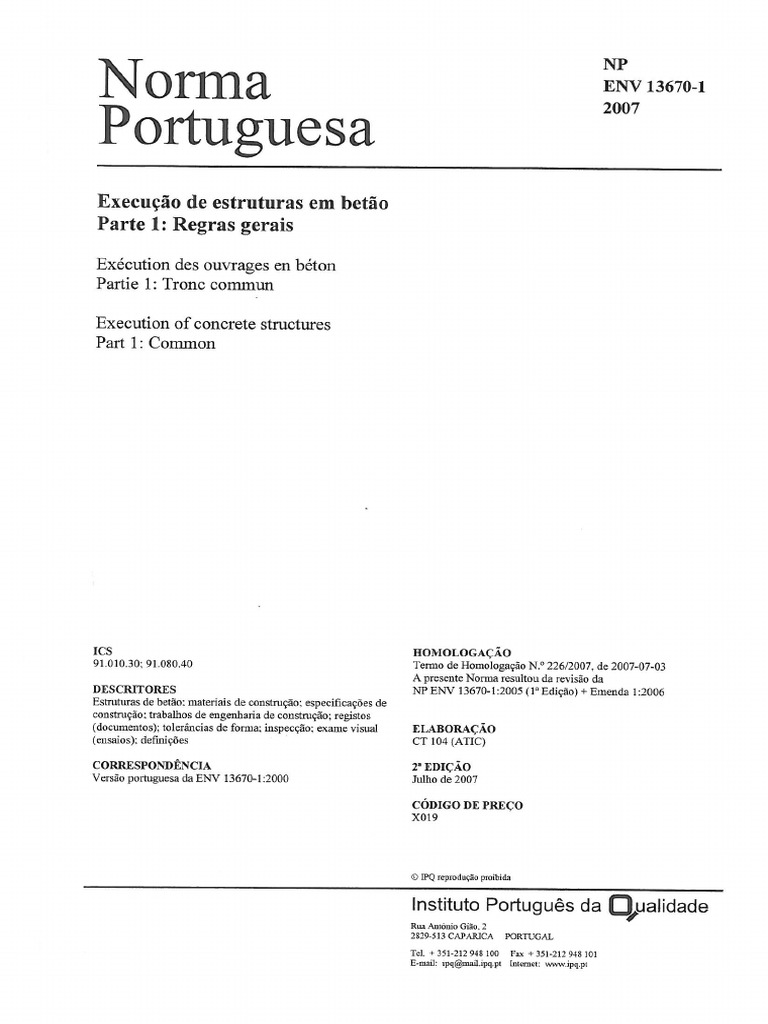 NP Env 13670-1 - 2007 | PDF