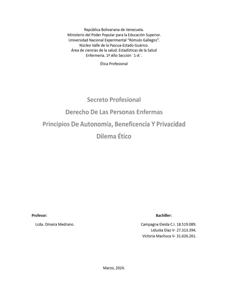 El secreto profesional | PDF | Enfermería | Cuidado de la salud