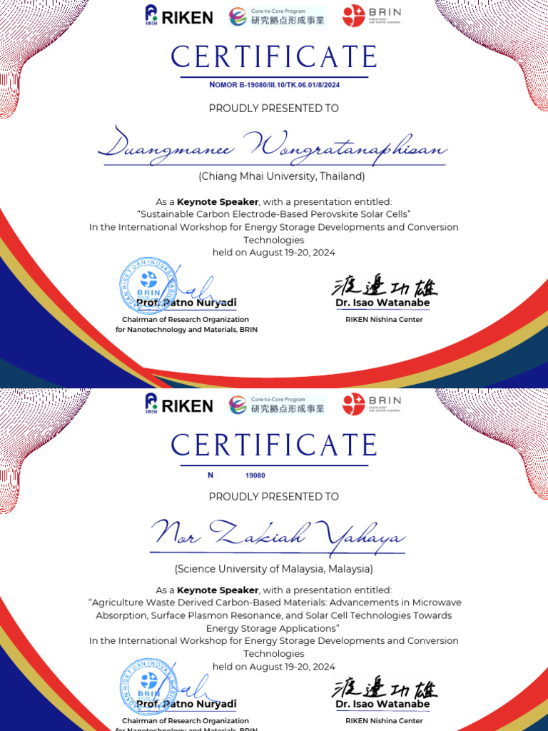 Sertifikat Tanggal 19-20 Ags 2024 | PDF | Lithium Ion Battery | Chemistry